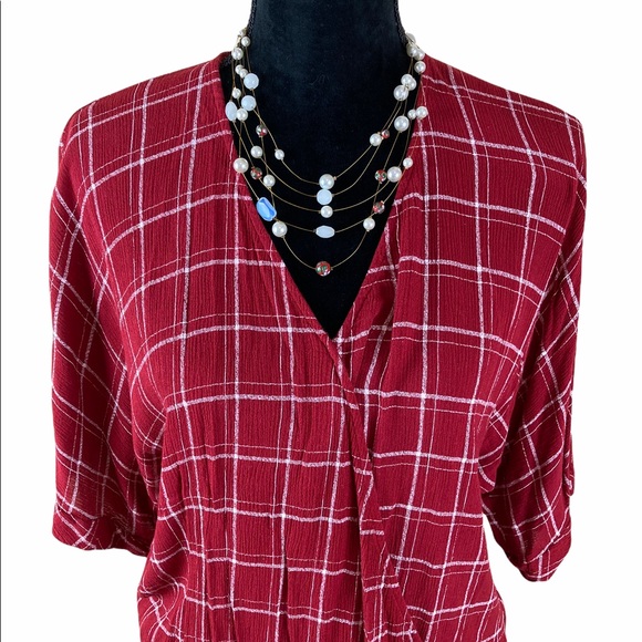 easel | Tops | Easel Redwhite Checked Top | Poshmark